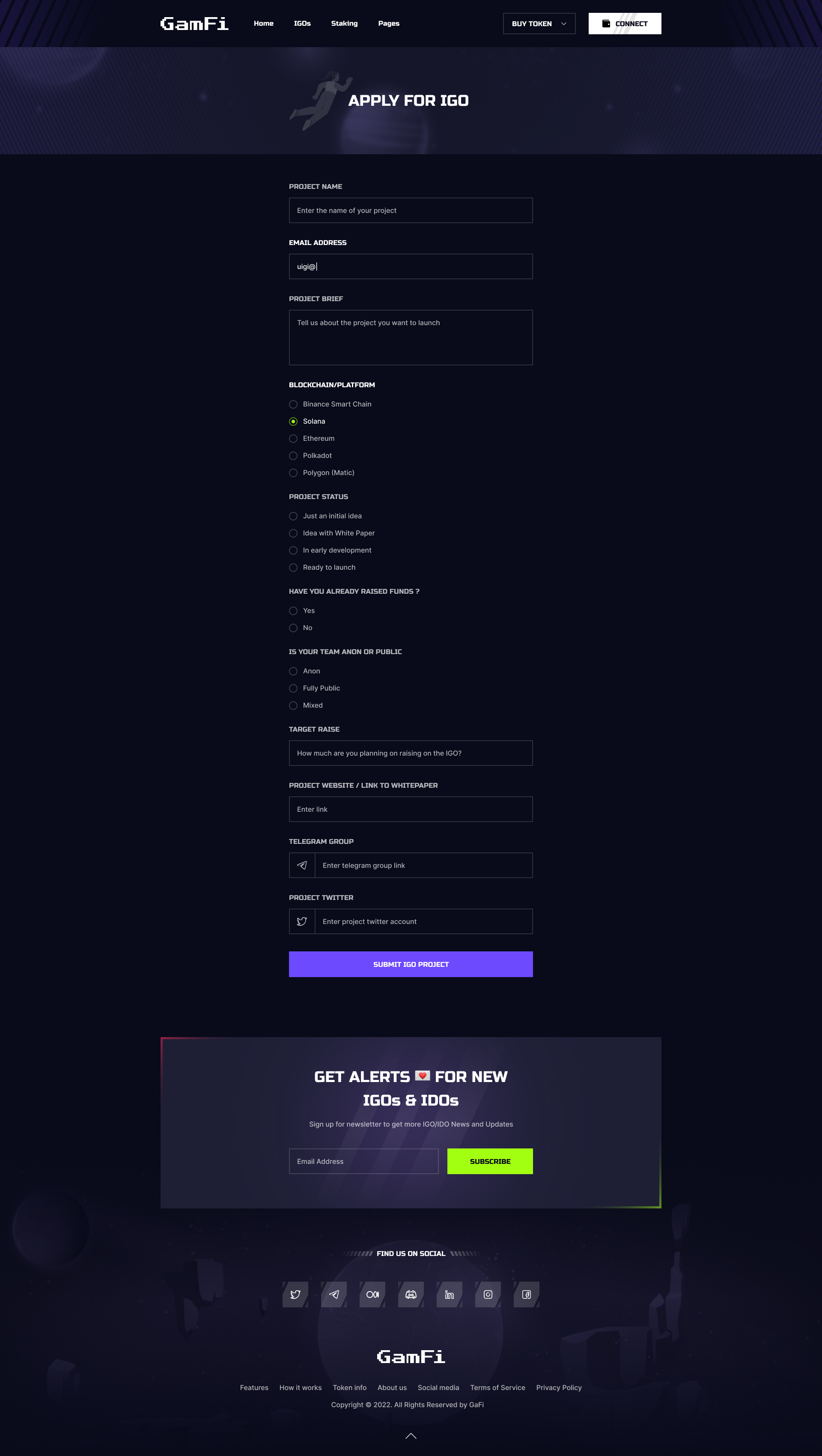 GamFi - Metaverse Web3 IGO/IDO Token Launchpad Figma Template by uigigs